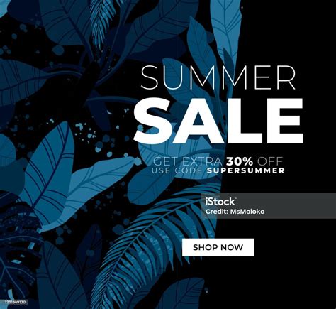 이국적인 야자수 잎과 텍스트 공간 어두운 벡터 여름 디자인 판매 제공 템플릿 전단지 배경의 배너 열대 배경 그림입니다 개성 개념에 대한 스톡 벡터 아트 및 기타 이미지