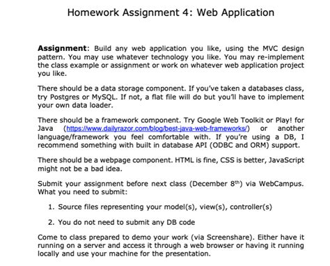 homework assignment 4 web application assignment