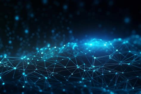 Premium Ai Image Blue Abstract Background With A Network Grid And Particles Connected