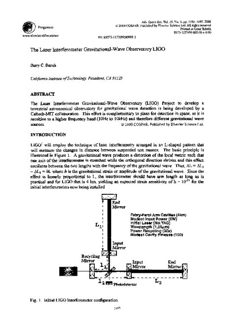 Pdf The Laser Interferometer Gravitational Wave Observatory Ligo