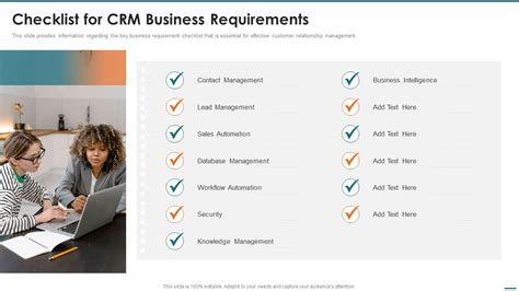 Checklist For Crm Business Requirements Crm Digital Transformation Toolkit PPT Example