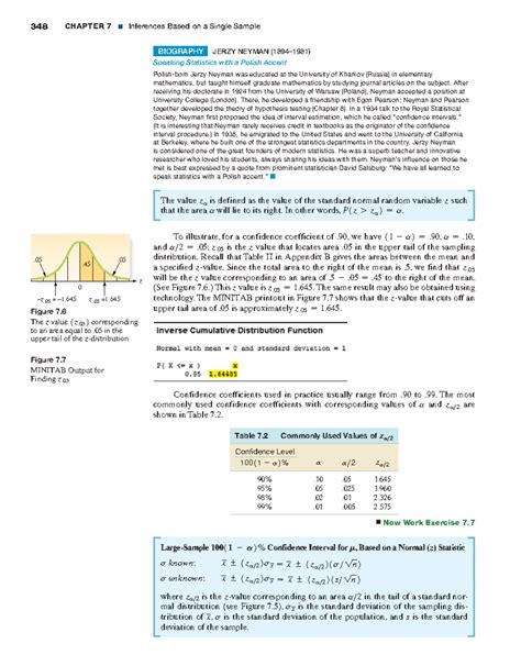 Statistics 117 Na 348 Chapter 7 Inferences Based On A Single Sample To Illustrate For A