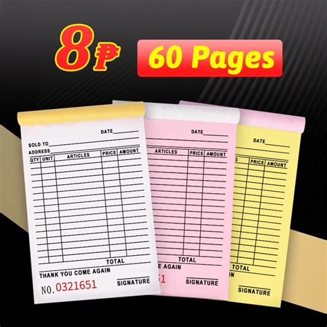 Receipt Carbon With Receipt For Business Temporary 2 3 Copies