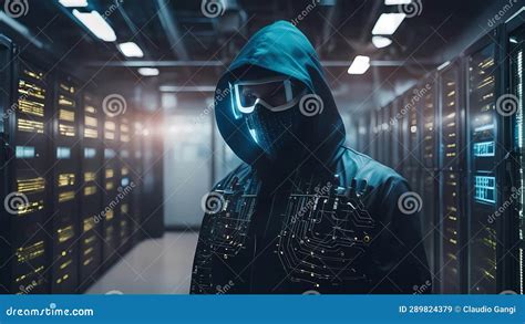 Dagerous Hacker Stealing Data Inside A Server Room Stock Illustration Illustration Of Thief