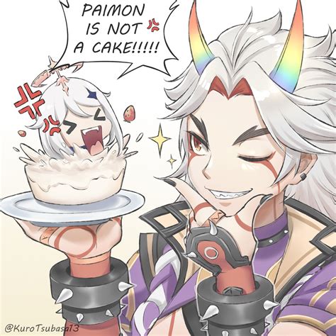 Kuro Tsubasa Happy Birthday To Paimon And Itto 🥳🎂