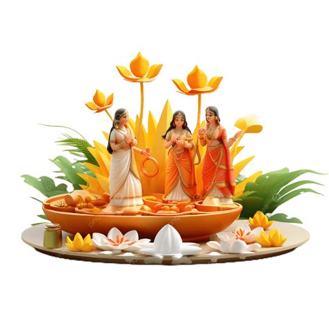 3d Happy Chhath Puja Religious Sun Worship Indian Festival White
