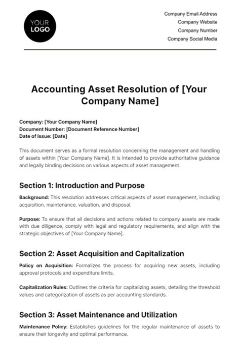 Free Accounting Asset Resolution Template To Edit Online