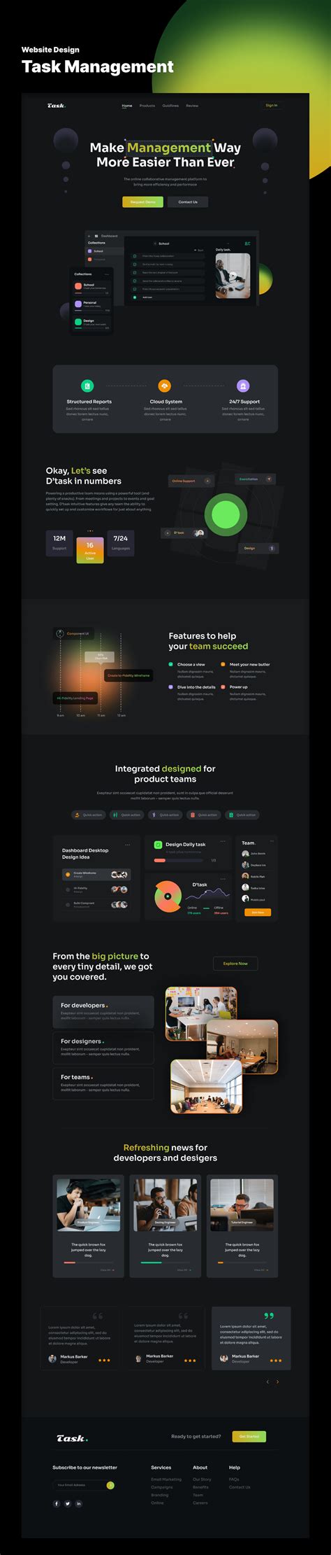 task management website ui design behance