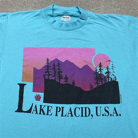 Lake Placid T Shirt Men Medium Adult Hike Washington Vintage 90s Test