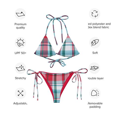 Cherry Blossom Plaid Bikini Set Swimwear Bohiq