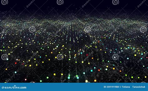 Dynamic Wave Of Colored Glowing Particles Digital Technology