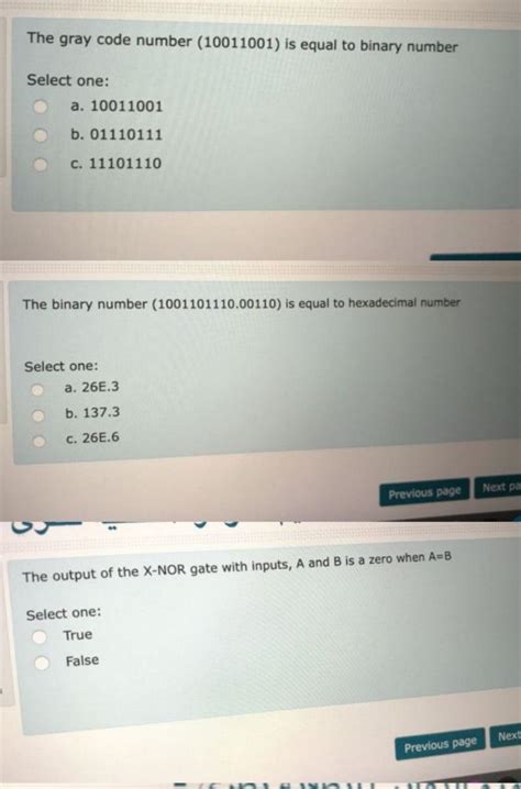 Solved The Gray Code Number 10011001 Is Equal To Binary