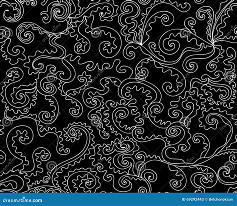 Abstract Vector Seamless Texture With Curling Lines Stock Vector