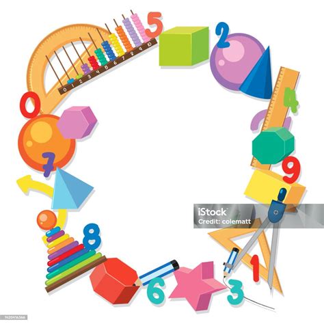 Blank Math Template With Math Tools And Elements Stock Illustration