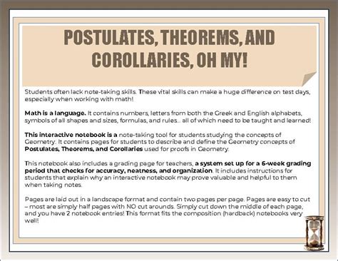Geometry Interactive Notebook Postulates Theorems Definitions Note Taking Tool