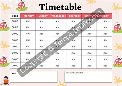Time Table Chart For Kindergarten Printable Template Pdf Teacher