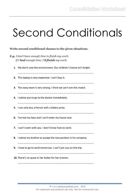 Second Conditionals Worksheet