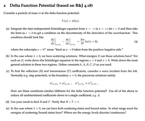 Solved Delta Function Potential Based On Bandj 418 2