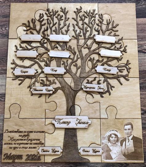 Дървен пъзел Родословно дърво Апликации And Декупаж А Де