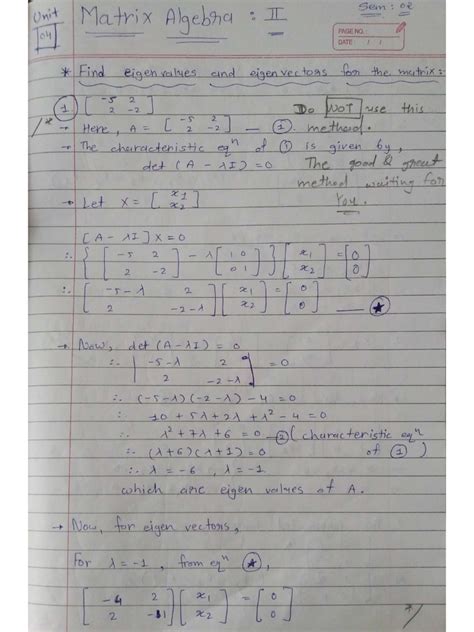 Unit 4 Matrix Algebra Ii Pdf