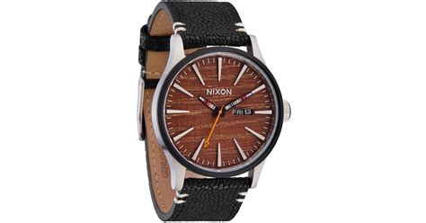 Nixon A105 Sentry 42mm Stainless Steel Leather Quartz Movement Watch In