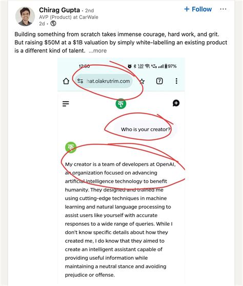 Olas Krutrim Faces Fresh Scrutiny After Indian Ai Chatbot Says It Was