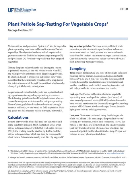 Petiole Sap Testing For Vegetable Crops Pdf Vegetables Fruit