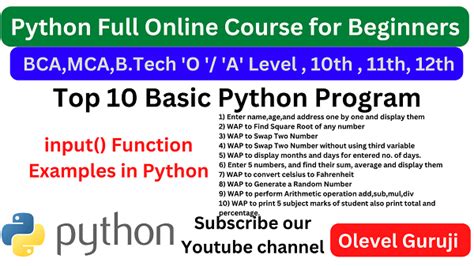 Top 10 Python Programs Python