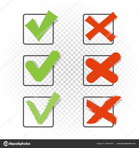 Voting Square Checkbox Sign Symbol Set Template Green Checkmark Tick Stock Vector By ©romvo79