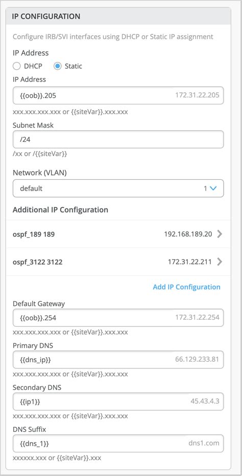 Site Variable Ip Config Mist