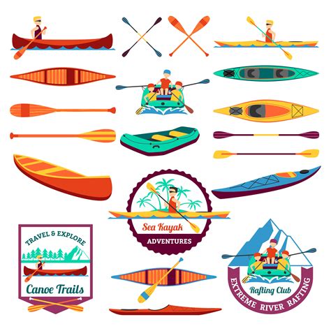 Rafting Canoeing And Kayak Elements Set 479409 Vector Art At Vecteezy