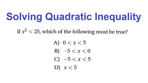 Solving Quadratic Inequality Youtube
