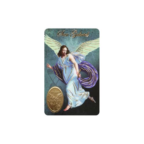Estampa Arcangel Gabriel Con Medalla Religion Religious Card Mundo