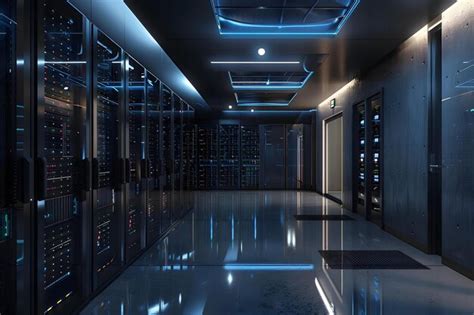 Modern Data Center Server Room Technology Premium Ai Generated Image