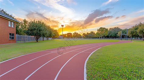 温暖光辉下的学校操场高清图片下载 正版图片601784860 摄图网