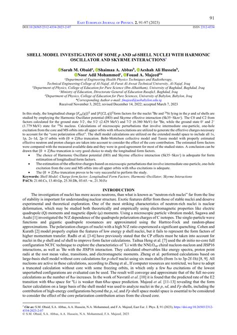 Pdf Shell Model Investigation Of Some P And Sd Shell Nuclei With