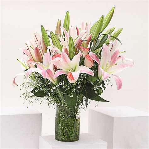 Pleasing Lily Rose Vase Same Day Ts Delivery In Laxmi Nagar