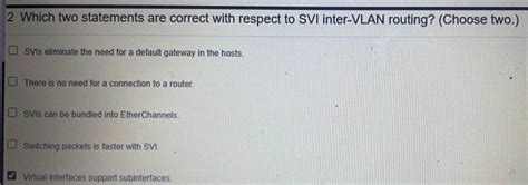 solved 2 which two statements are correct with respect to svi inter