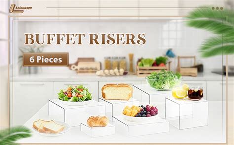 Leinuosen 6 Pcs Food Risers For Buffet Table Large Buffet