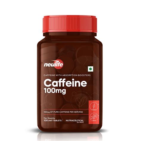 Neulife Caffeine 100mg Tablets Pure Caffeine With Absorption Boosters