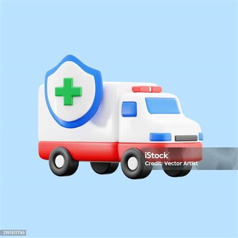 구급차 밴 환자 수송 건강 보호 방패 의료 병원 3d 아이콘 일러스트 렌더링 디자인 3차원 형태에 대한 스톡 사진 및 기타 이미지 3차원 형태 간호사 건강관리와 의술