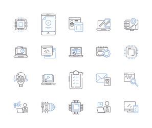 Machine Learning Outline Icons Collection Vector Image