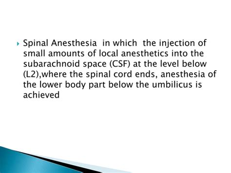 Physiology Of Spinal Anaesthesia Pptx Brain And Nervous System