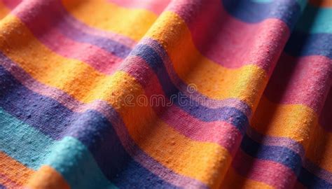 Striped Fabric Swatch Close Up Showing Texture Cotton Fabric