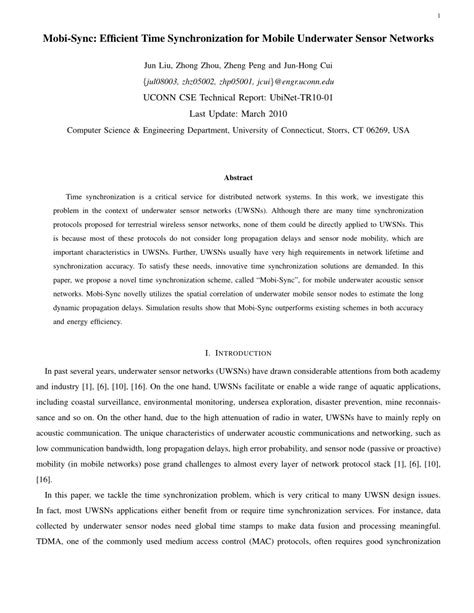Pdf Mobi Sync Efficient Time Synchronization For Mobile Underwater