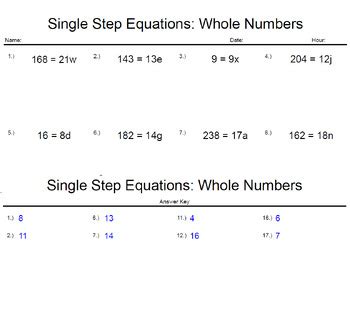 Single Step Equations Pages 16 30 By Mr Ps Labworks TPT