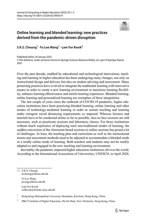 Pdf Online Learning And Blended Learning New Practices Derived From The Pandemic Driven