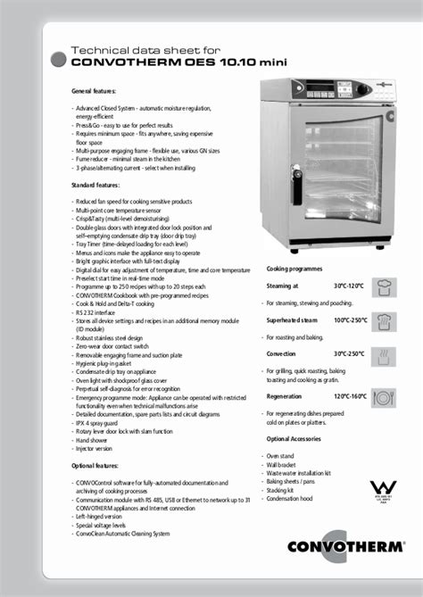 Convotherm Oes 1010 Mini General Manual