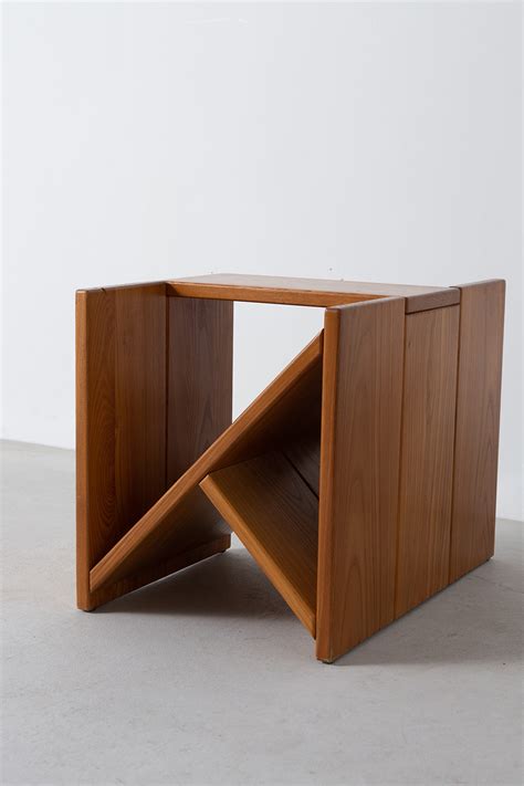 Stoop Magazine Rack Or Side Table For Maison Regain In Elm