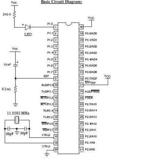 Draw The Reset Circuit Of 8051 Microcontroller Circuit Diagram